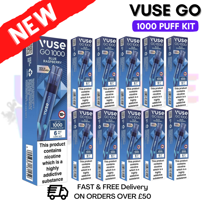 Vuse Go 1000 Blue Raspberry Box Of 10 - Only £19.99