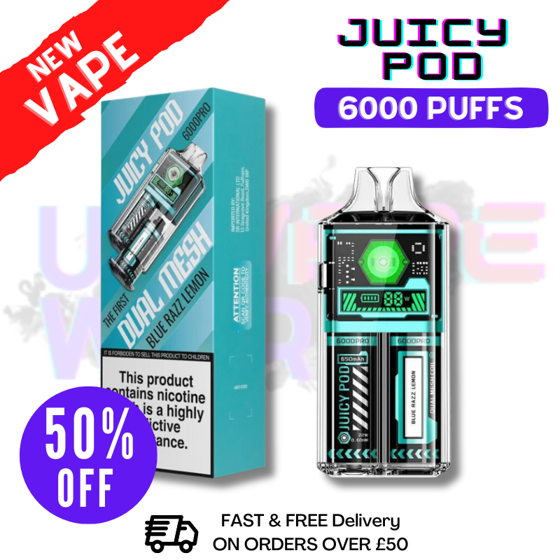 Juicy Pod 6000 Pro 6K PUFF Disposable Vape Kit - ONLY £6.99