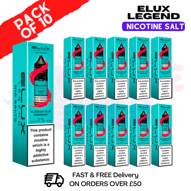 Blue Sour Raspberry Elux Legend Nic Salt BOX OF 10