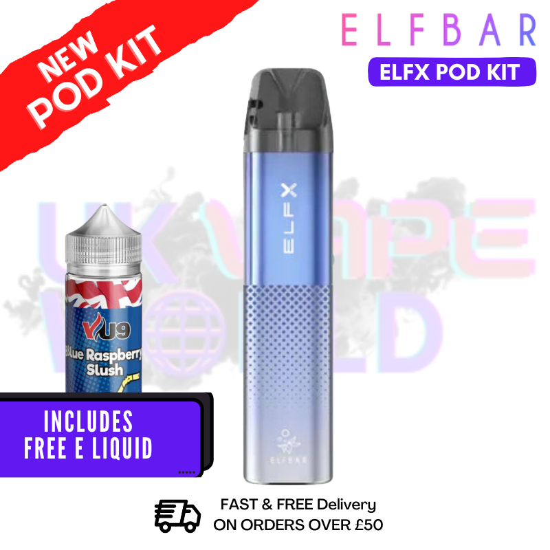 Blue Elf Bar ELFX Refillable Pod Kit & Free eLiquid - £10.99