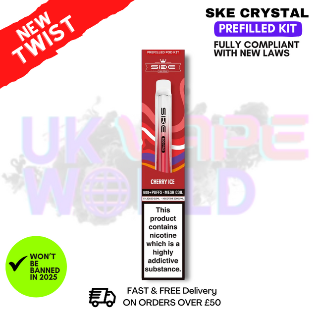 Cherry ICE SKE CRYSTAL Bar Pro 600 Puff Prefilled Pod Kit