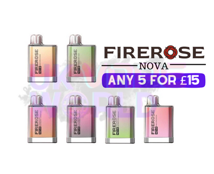Firerose Nova 600 Puffs Disposable - ANY 5 For £15