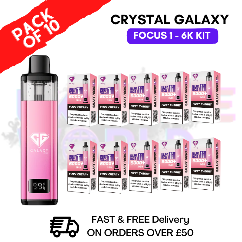 Fizzy Cherry Crystal Galaxy 6K Puff Box Of 10 - £49.99