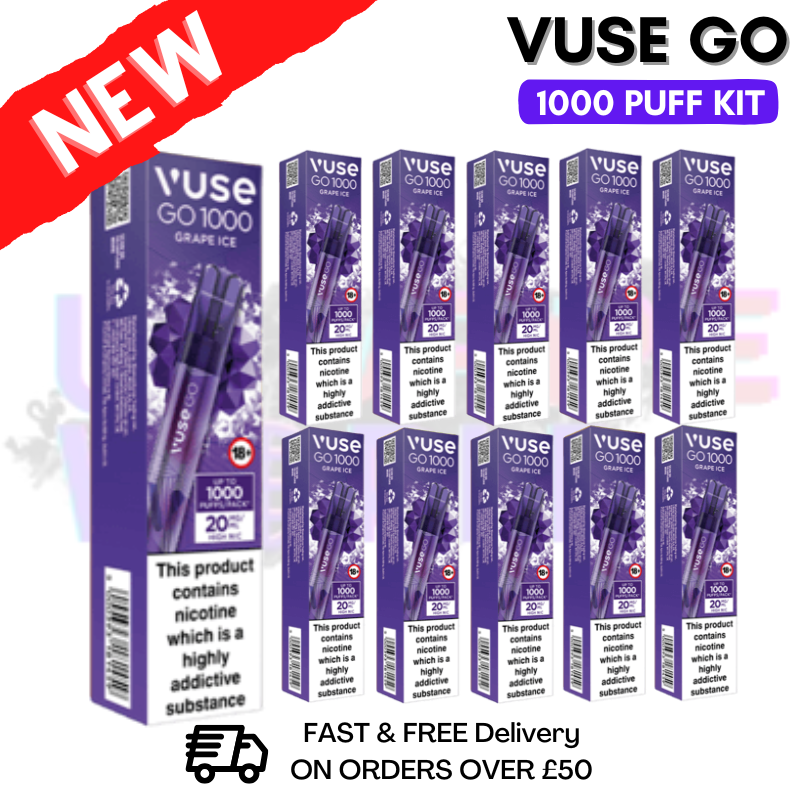 Vuse Go 1000 Grape ICE Box Of 10 - Only £25.99