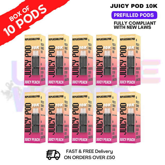 Juicy Peach Juicy Pod 10K Prefilled Pods Box Of 10