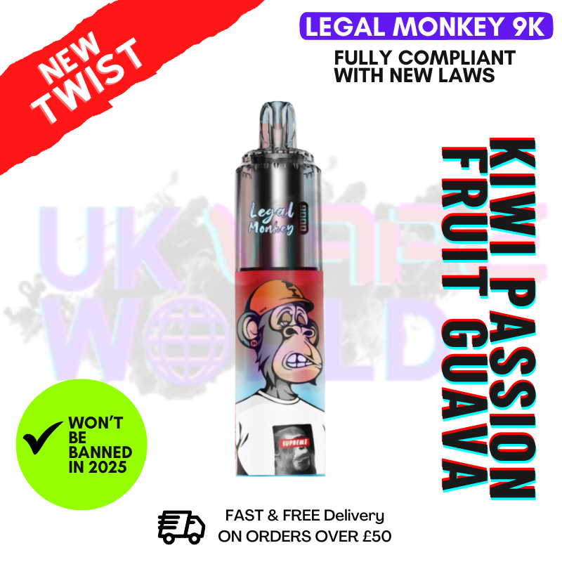 Kiwi Passion Fruit Guava Legal Monkey 9000 9K Vape Kit