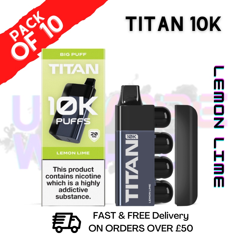 Lemon Lime Titan 10K Disposable Vape Kit Box Of 10