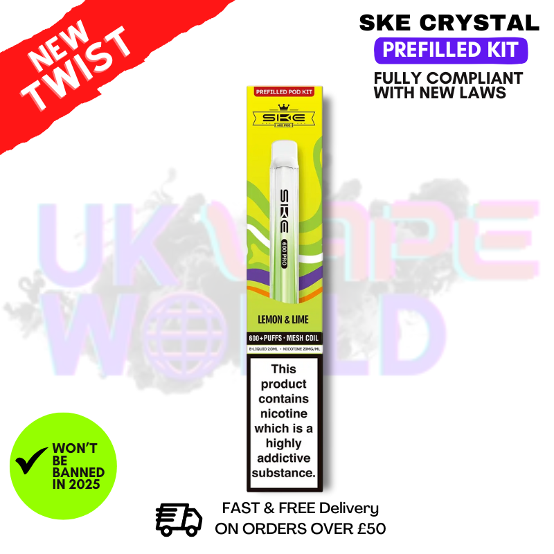Lemon Lime SKE CRYSTAL Bar Pro 600 Puff Prefilled Pod Kit