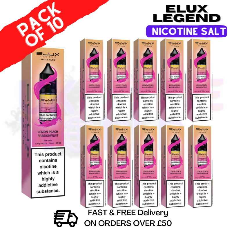 Lemon Peach Passionfruit Elux Legend Nic Salt BOX OF 10