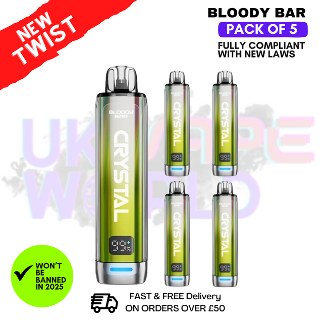 Fresh Mint Bloody Bar Crystal 10K Puff Pack Of 5