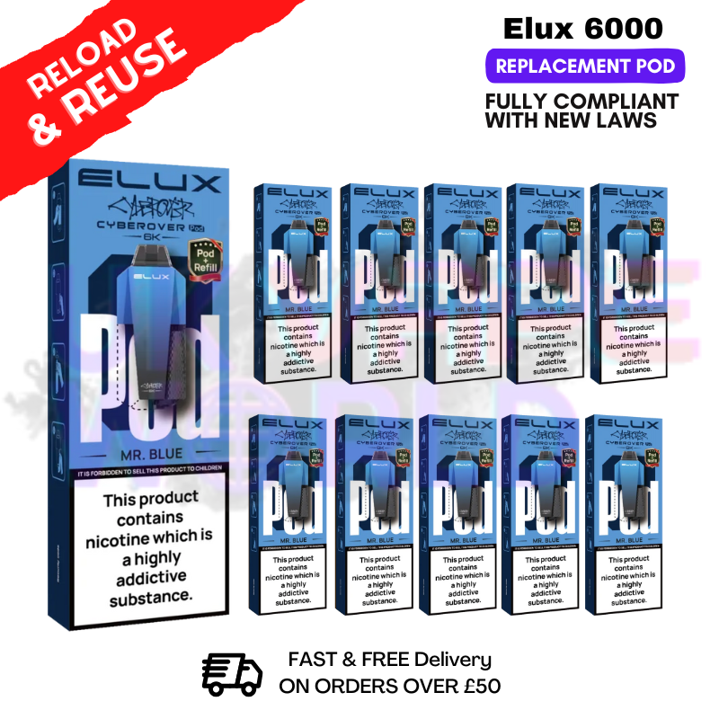 Mr Blue Elux 6K Replacement Pods Box Of 10