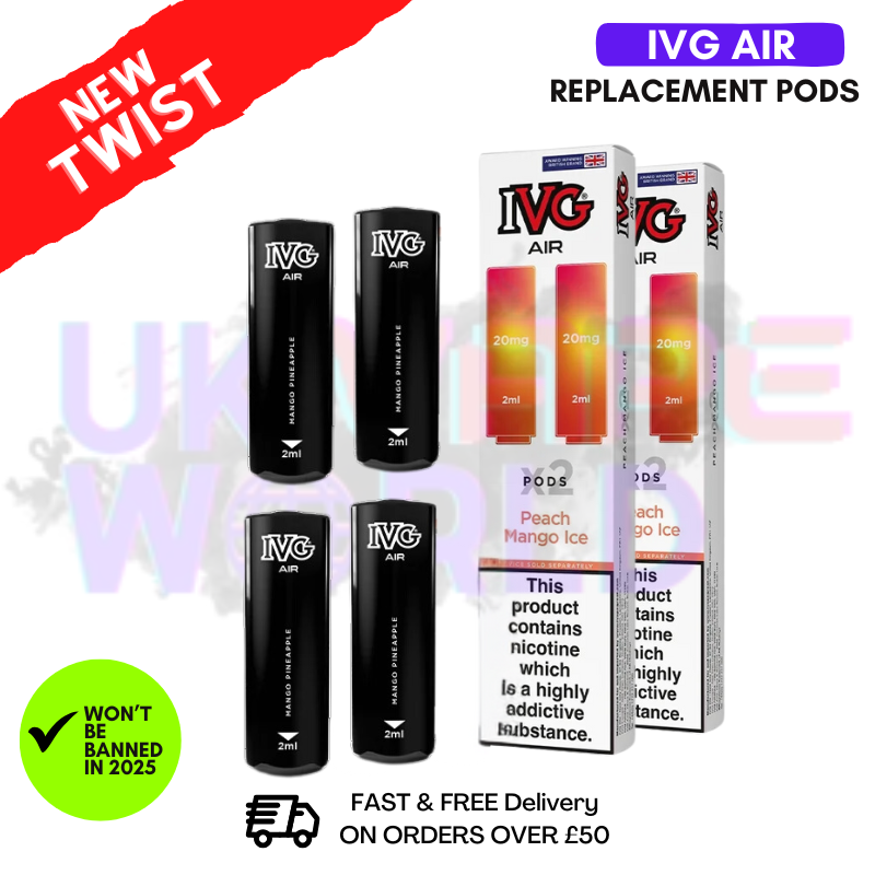 IVG AIR Pods Peach Mango Ice Prefilled - £1.75 Each