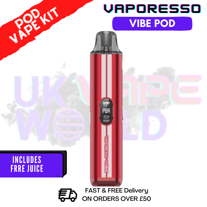 Racing Red Vaporesso Vibe Pod Kit + Free 100ML