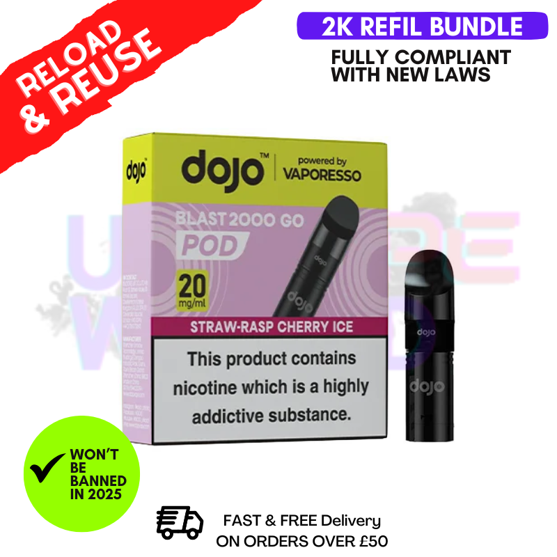 Straw-Rasp Cherry Ice Dojo Blast 2000 2K Puff REPLACEMENT POD