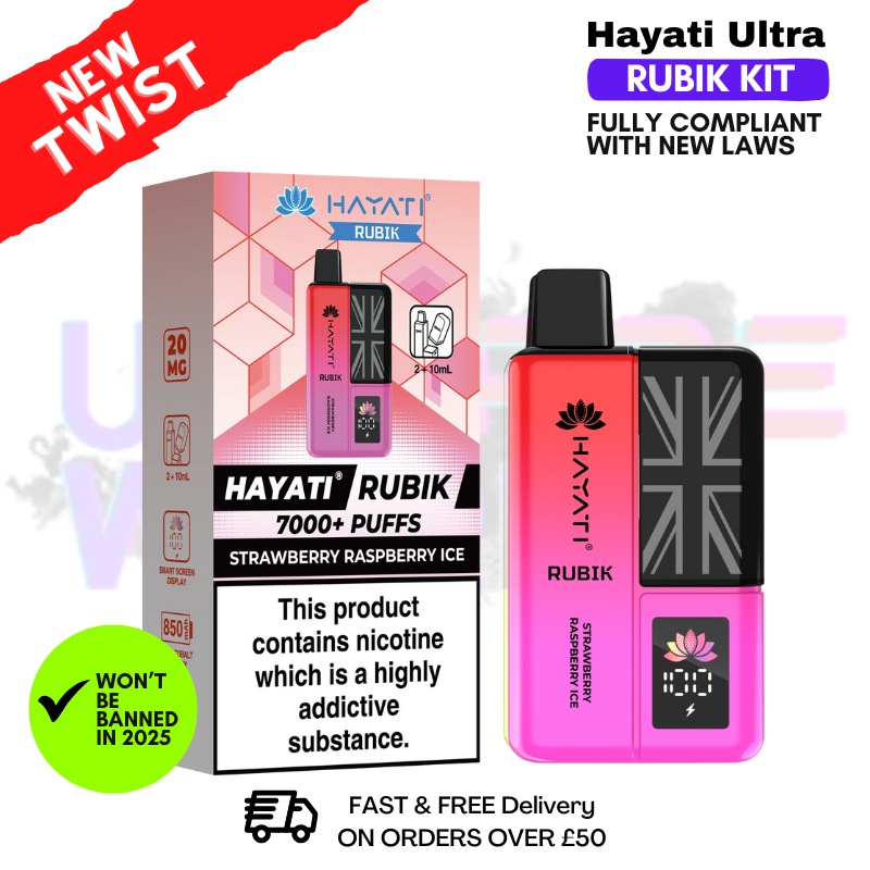 Strawberry Raspberry ICE Hayati Rubik 7000 Puff 7K Bar