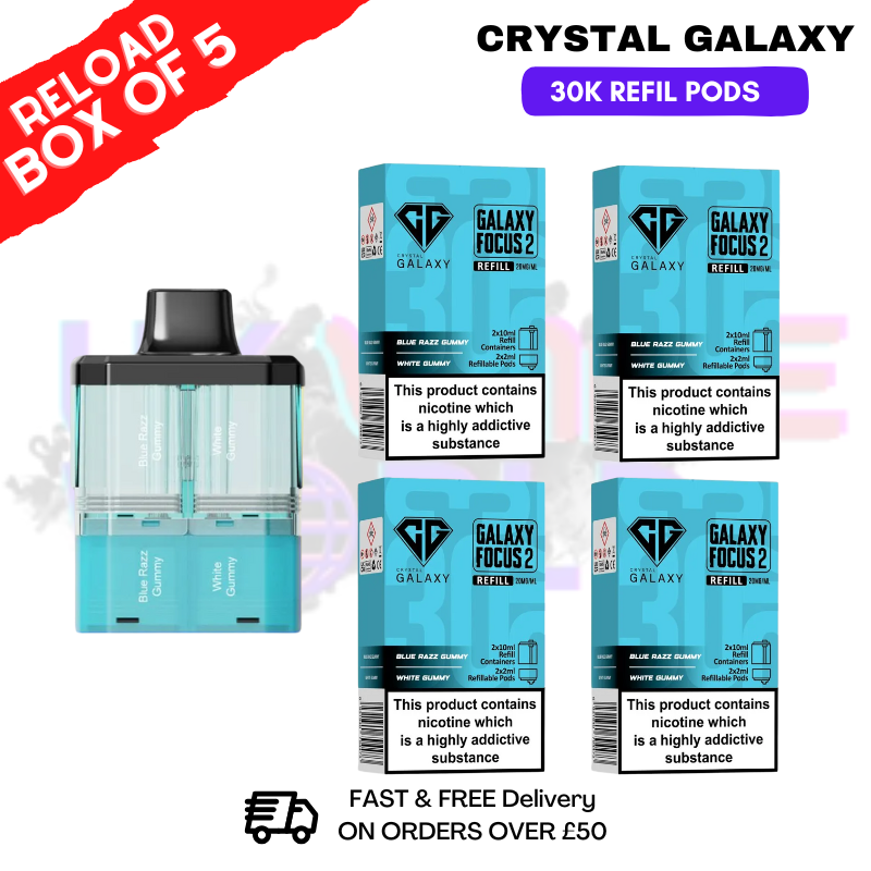 Blue Razz Gummy Crystal Galaxy 30K Replacement Pods Box Of 5