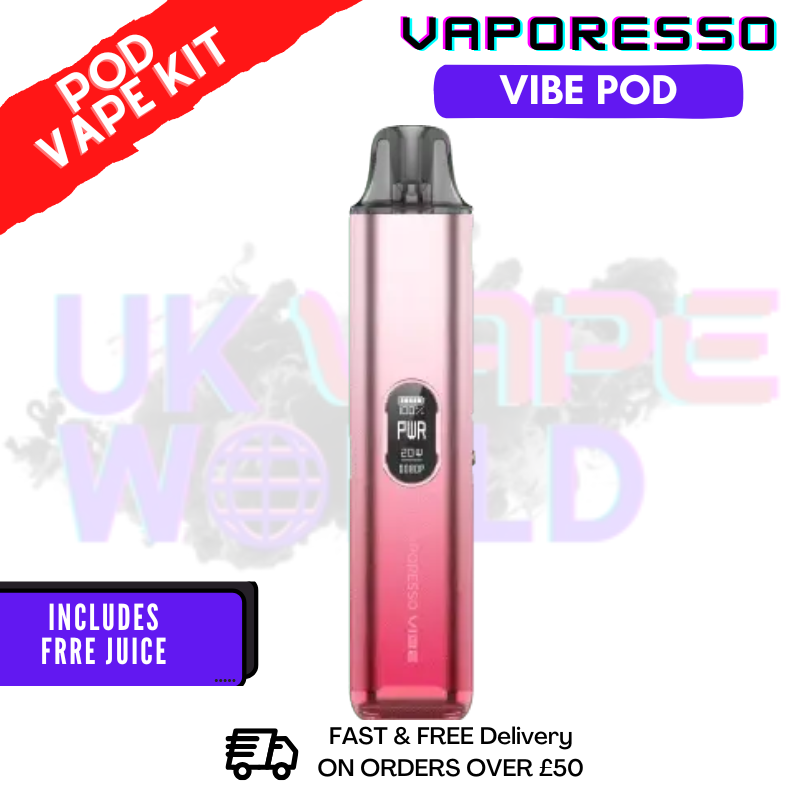 Cherry Pink Vaporesso Vibe Pod Kit + Free 100ML