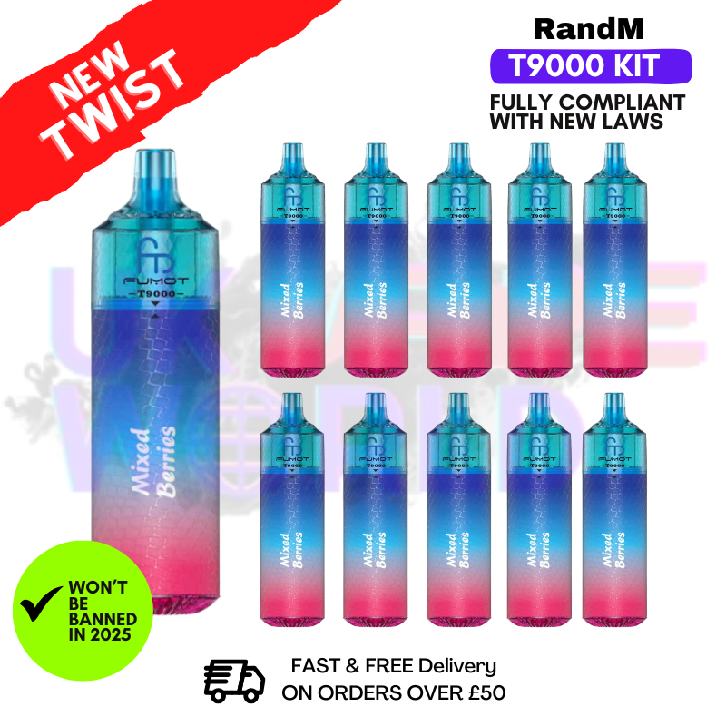 Mixed Berries Randm T9000 Puffs Box Of 10