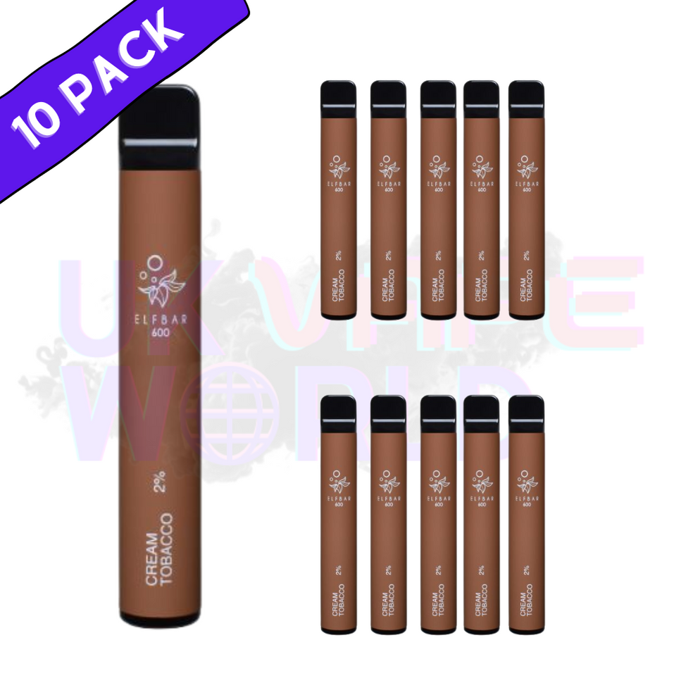 Elf Bar 600puff Cream Tobacco Box of 10 | Cheap Disposables